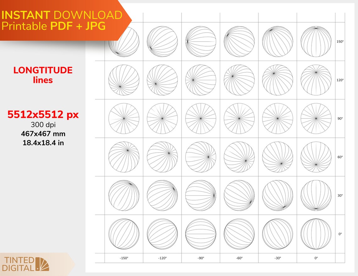Sphere Wireframe Reference for Drawing Longtitude and Latitude Lines ...