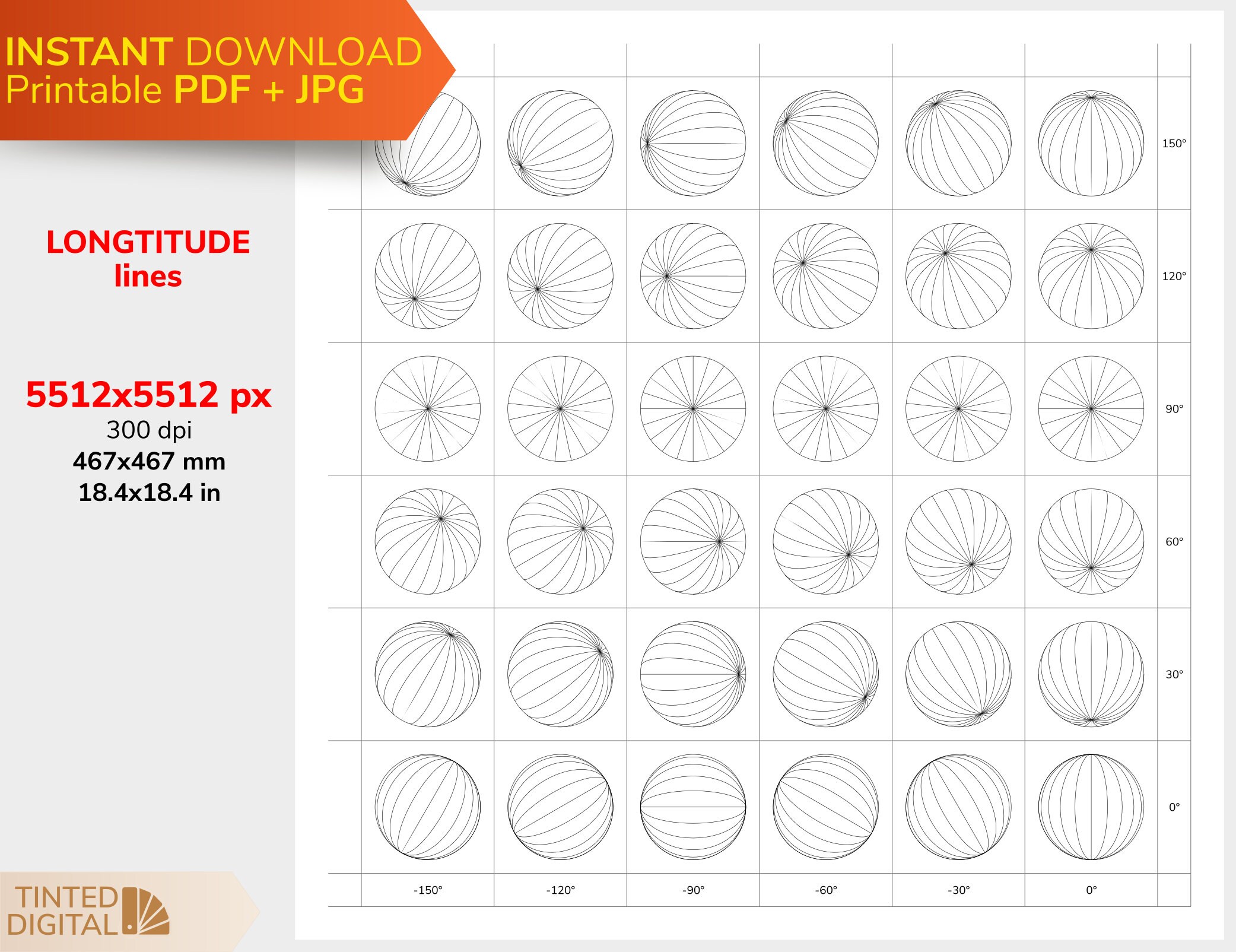 Sphere Wireframe Reference for Drawing Longtitude and Latitude Lines ...