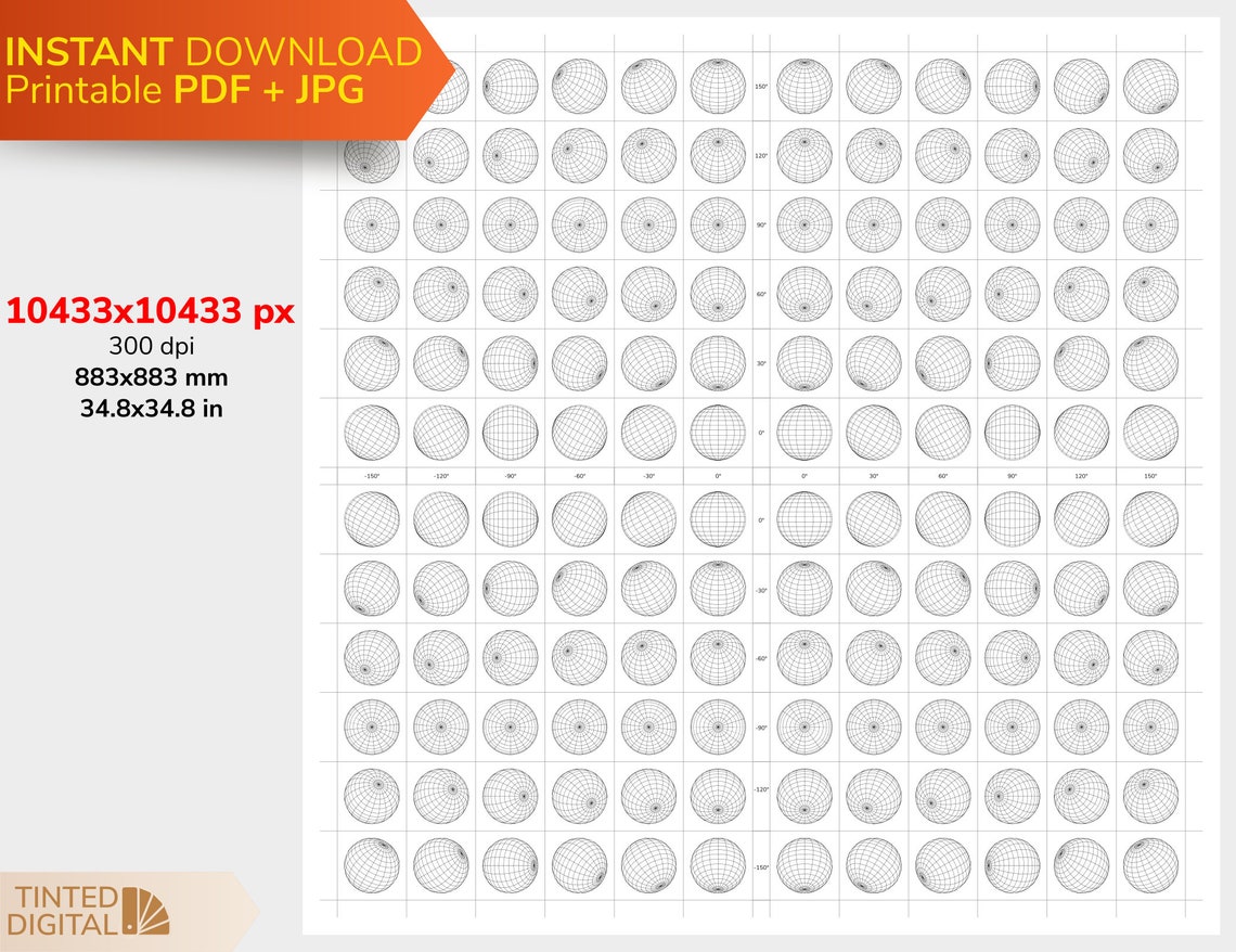 Sphere Wireframe Reference for Drawing Longtitude and Latitude Lines ...