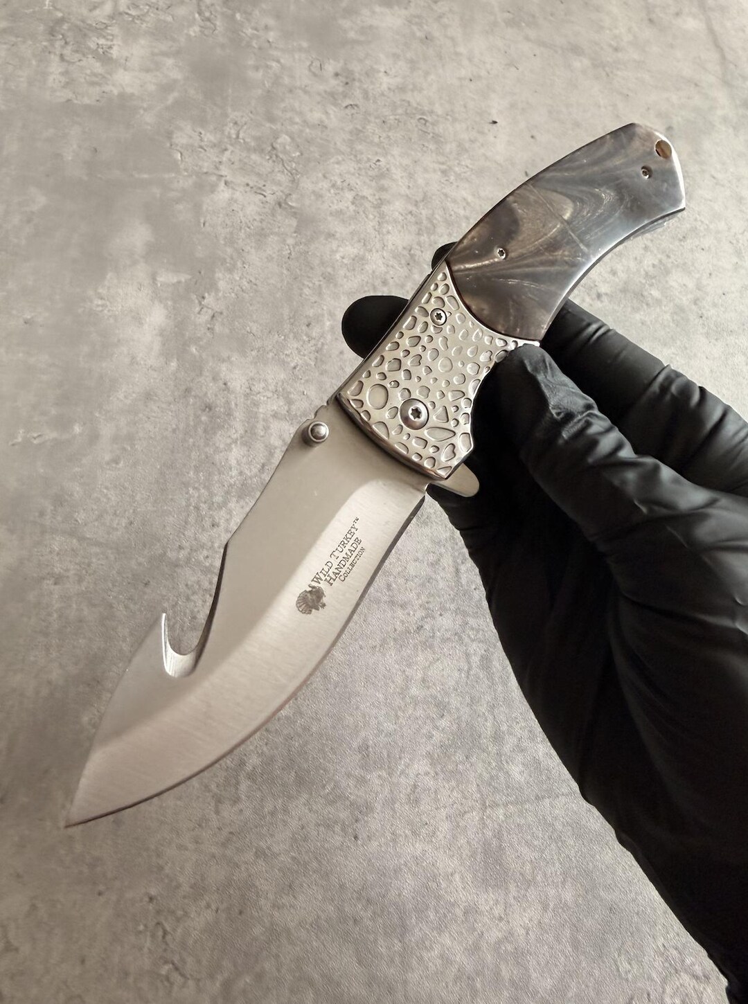 Spring Assisted Folding Pocket Knife, Brown Pearl Design Handle - Etsy