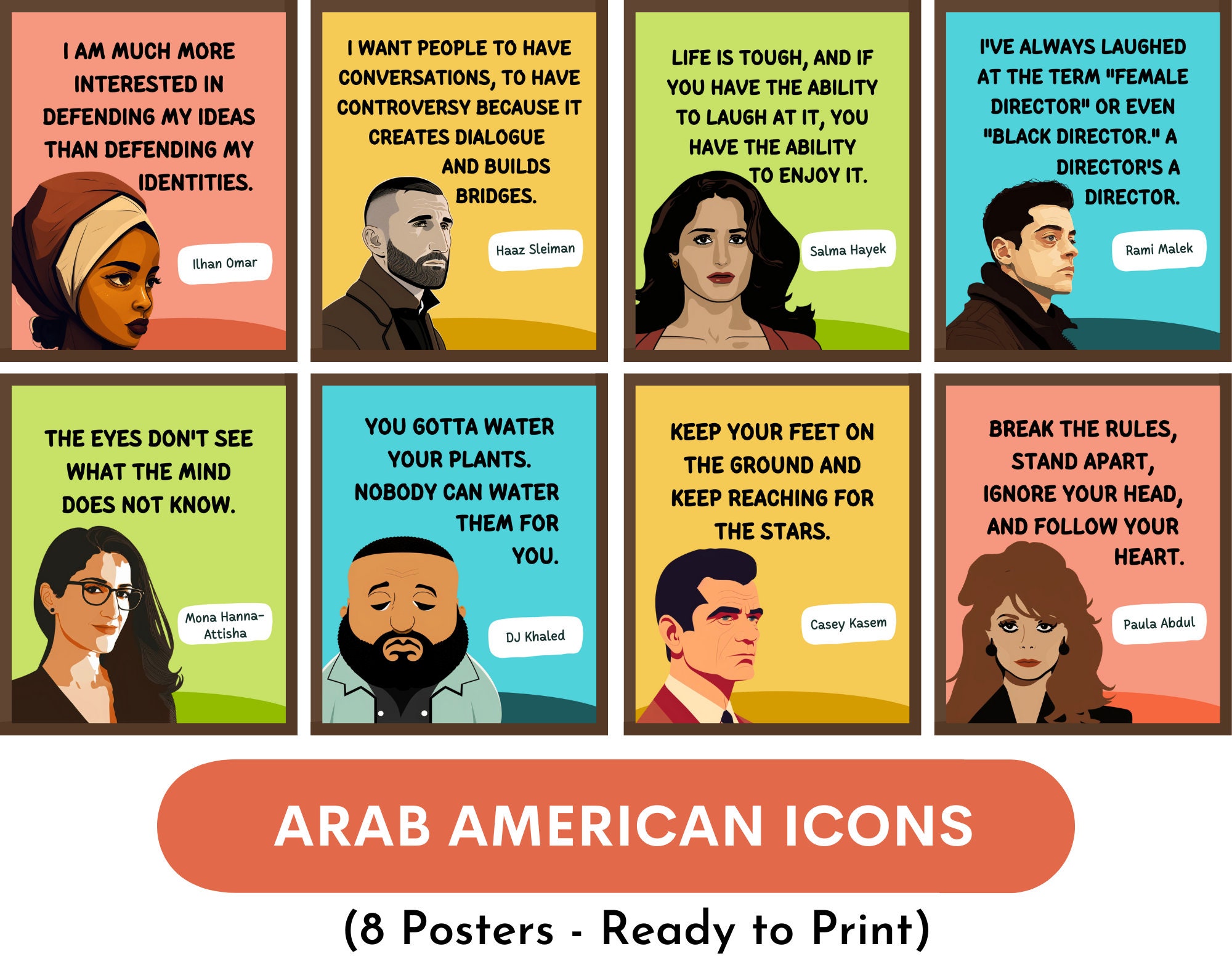 Rainbow Remarkable Arab Americans Posters (set of 8), Arab American ...