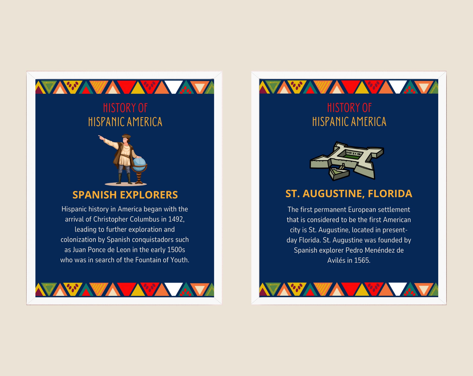 Hispanic Heritage Month, History of Hispanic America Posters (set of 8 ...