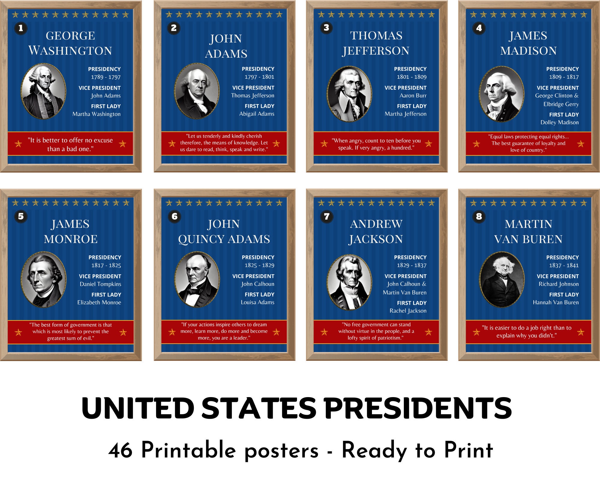 US Presidents Posters, United States Presidents, American Presidents ...