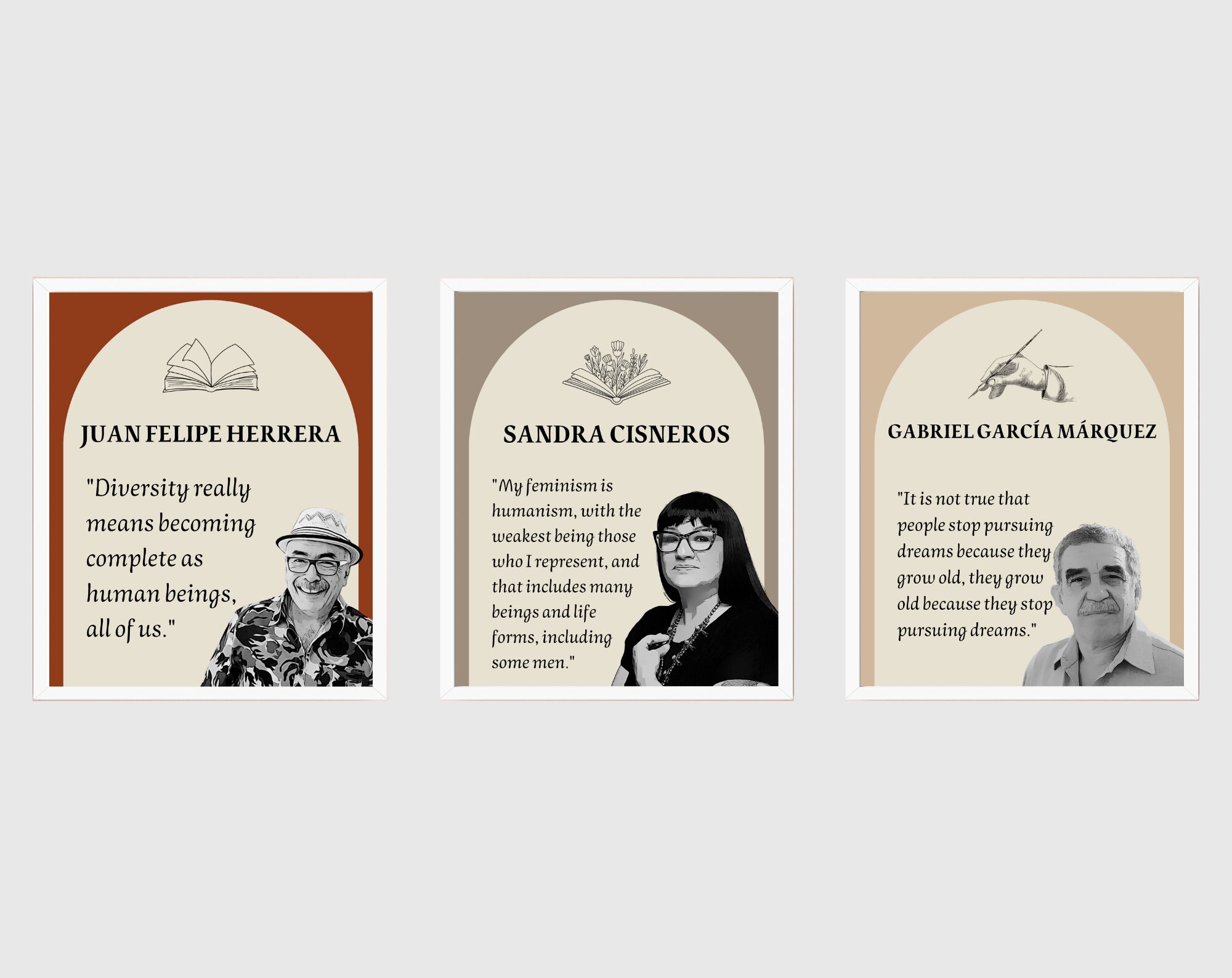 Hispanic Authors Inspirational Posters (set of 8), Hispanic Heritage ...