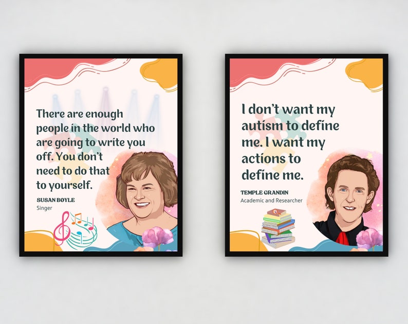 Famous People With Autism Posters(set of 8), Autism Awareness, Famous ...