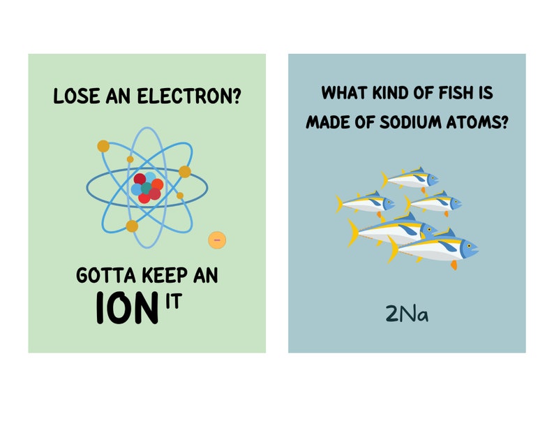 Vol4 (set of 8) Funny Science Puns Posters, Chemistry Puns Posters ...
