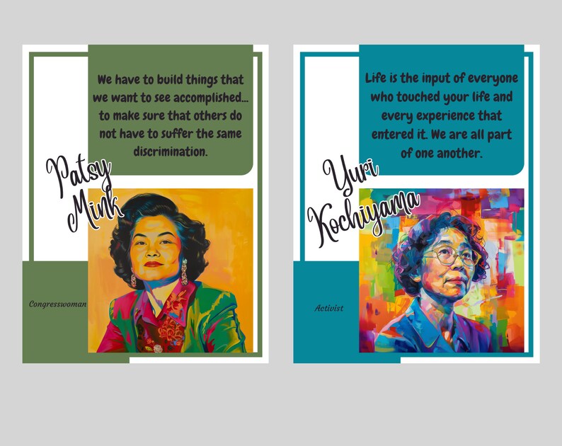 Famous Asian American Icons Posters set of 25, Famous Pacific Islanders ...