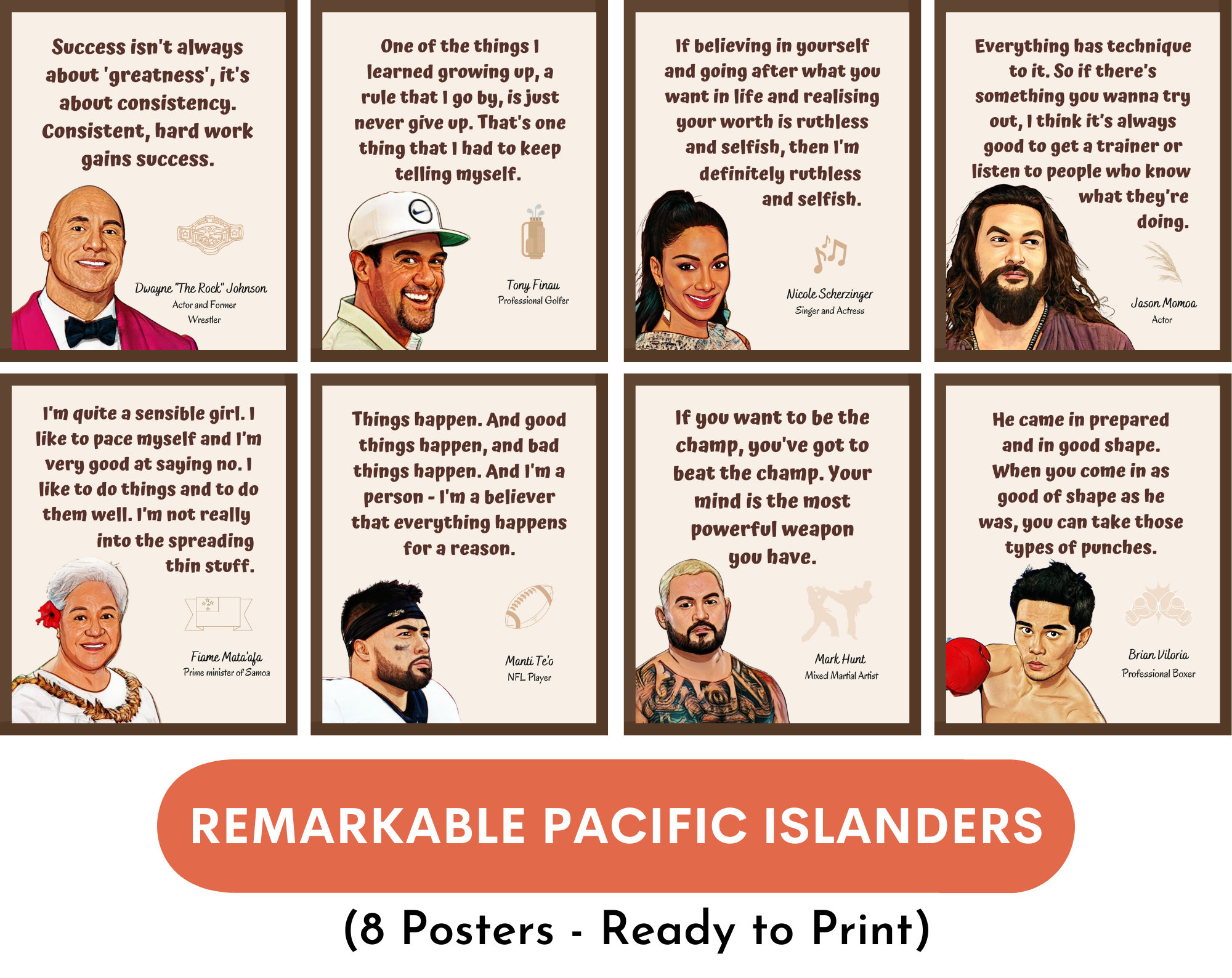 Remarkable Pacific Islanders Posters(set of 8), Asian American Pacific ...