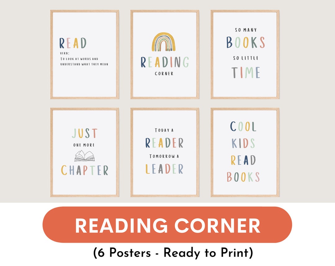 Reading Corner Posters (set of 6), Classroom and Library Decor, Wall ...