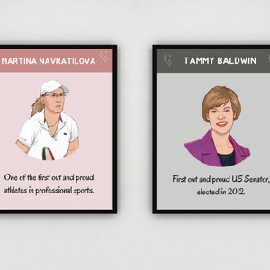 LGBTQ+ Leaders (set of 8 Posters), Famous LGBTQ Pioneers Posters, Pride ...