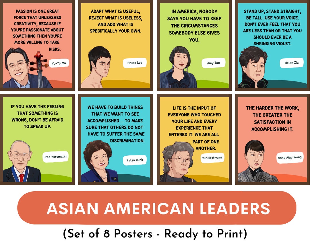 Rainbow Famous Asian American Leaders Posters set of 8 - Etsy