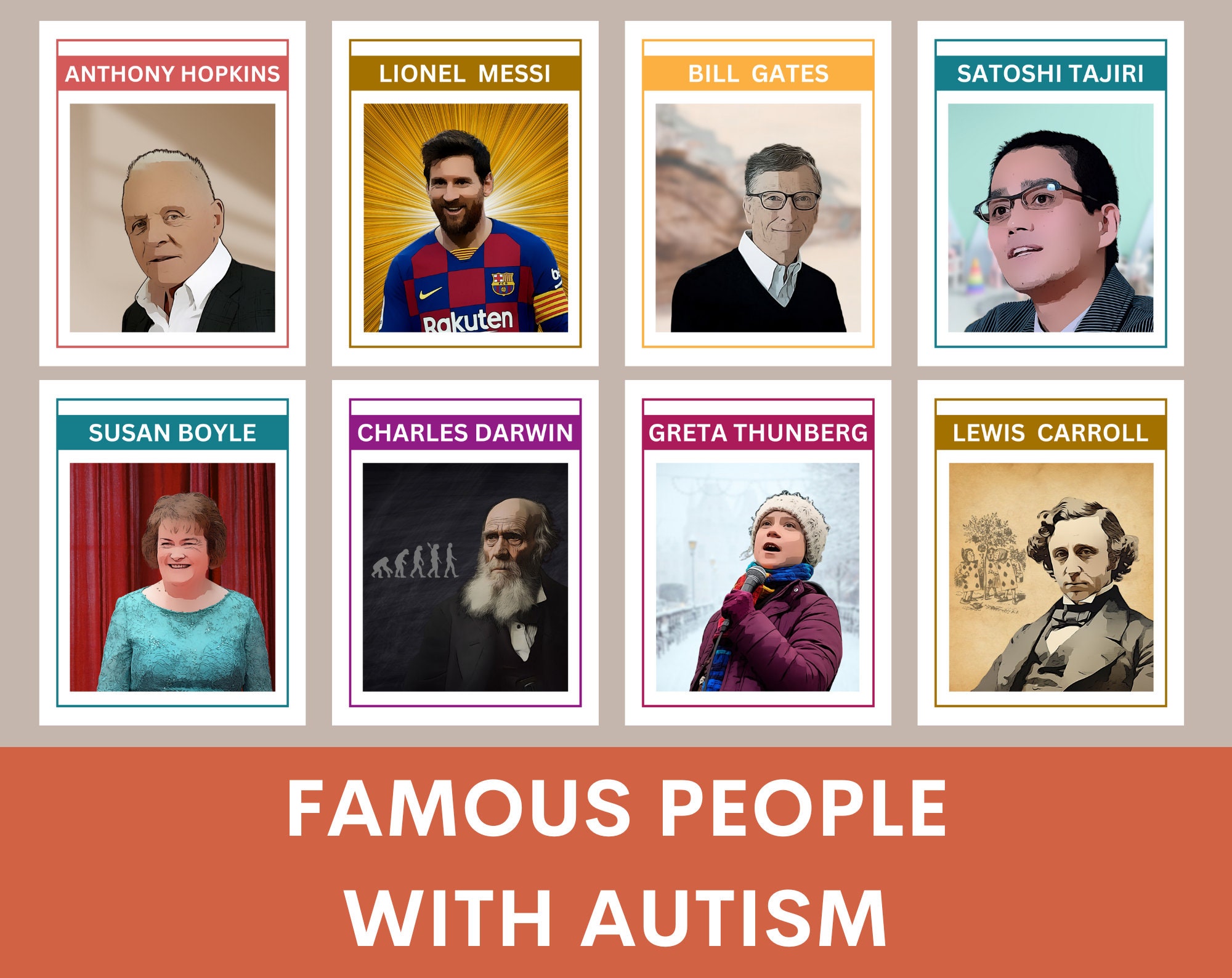 Famous People With Autism 16 Posters , Autism Awareness, Famous ...