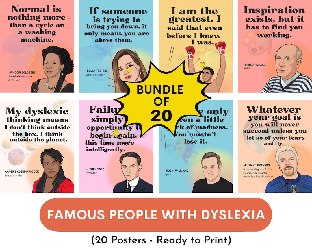 Remarkable People With Dyslexia Posters set of 20, Dyslexia Awareness ...