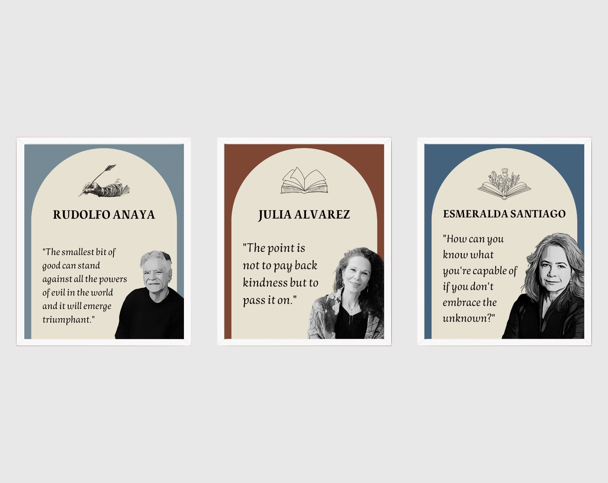 Hispanic Authors Inspirational Posters (set of 8), Hispanic Heritage ...