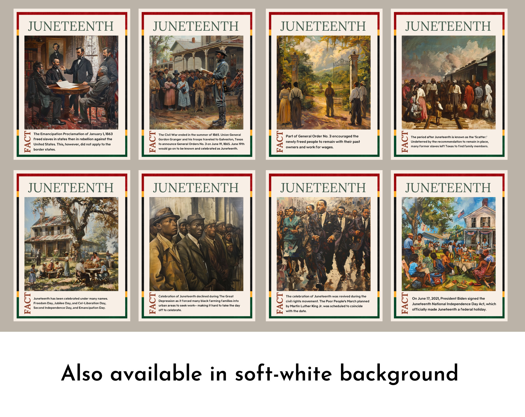 Juneteenth History Posters (set of 8), Freedom Posters, Juneteenth ...