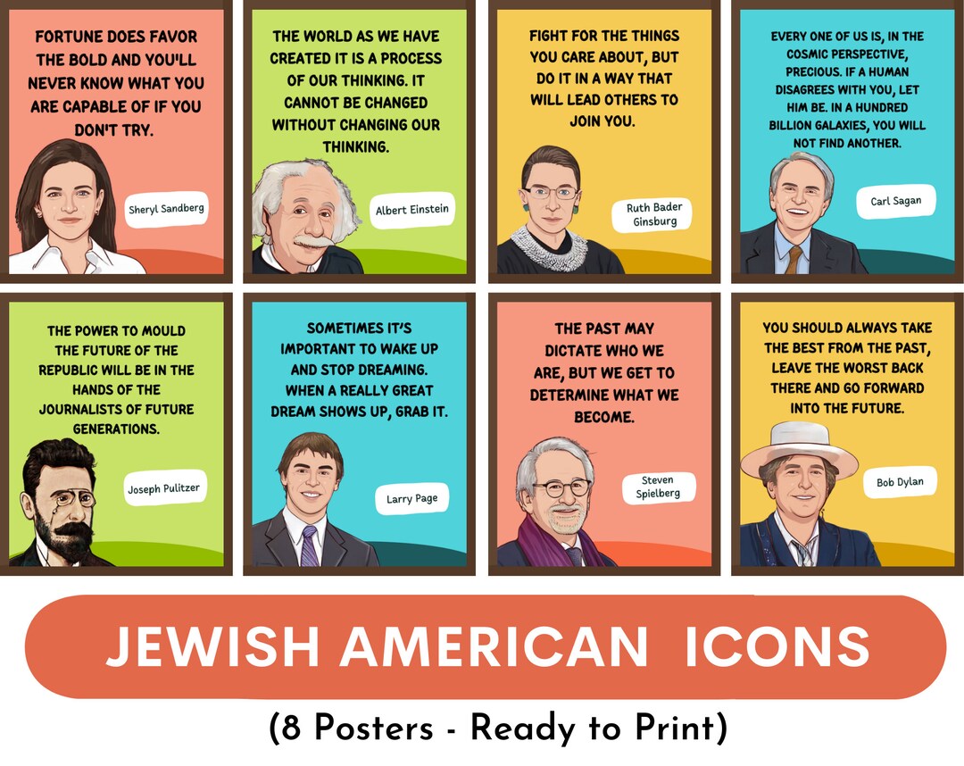 Rainbow Jewish American Icons Postersset of 8 Famous Jewish - Etsy