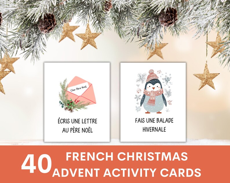 French Advent Christmas Activity Cards, 40 Activités De L'avent De Noël ...