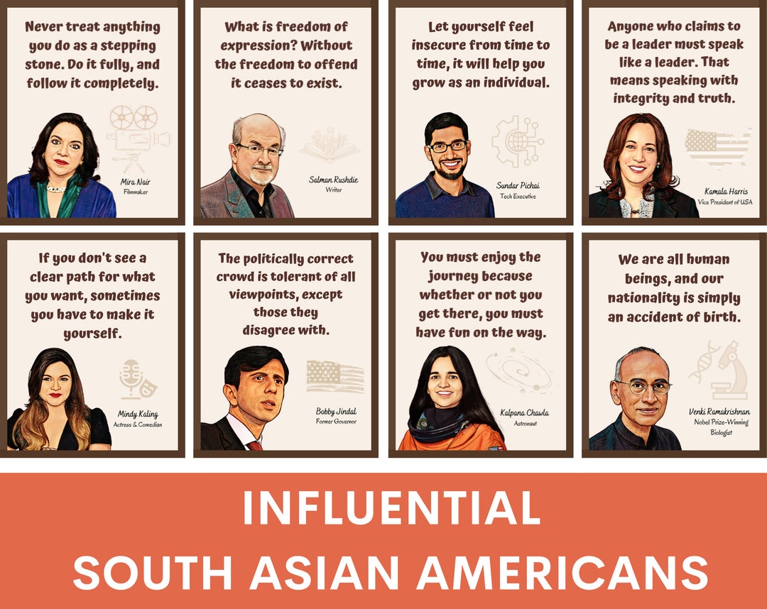Influential South Asian American Icons Posters (set of 8), Iconic ...