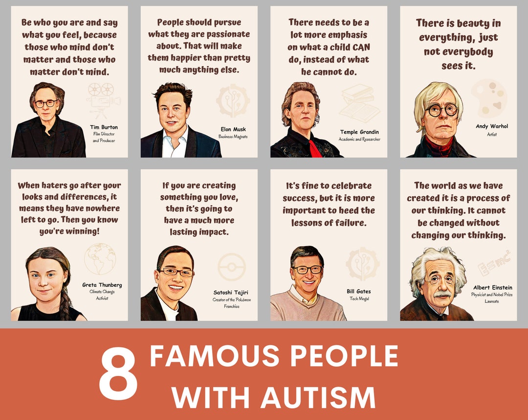 Remarkable People With Autism Posters set of 8, Neurodiversity ...