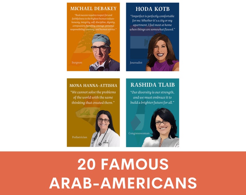 Famous Arab Americans Posters (set of 20), Arab American Heritage Month ...