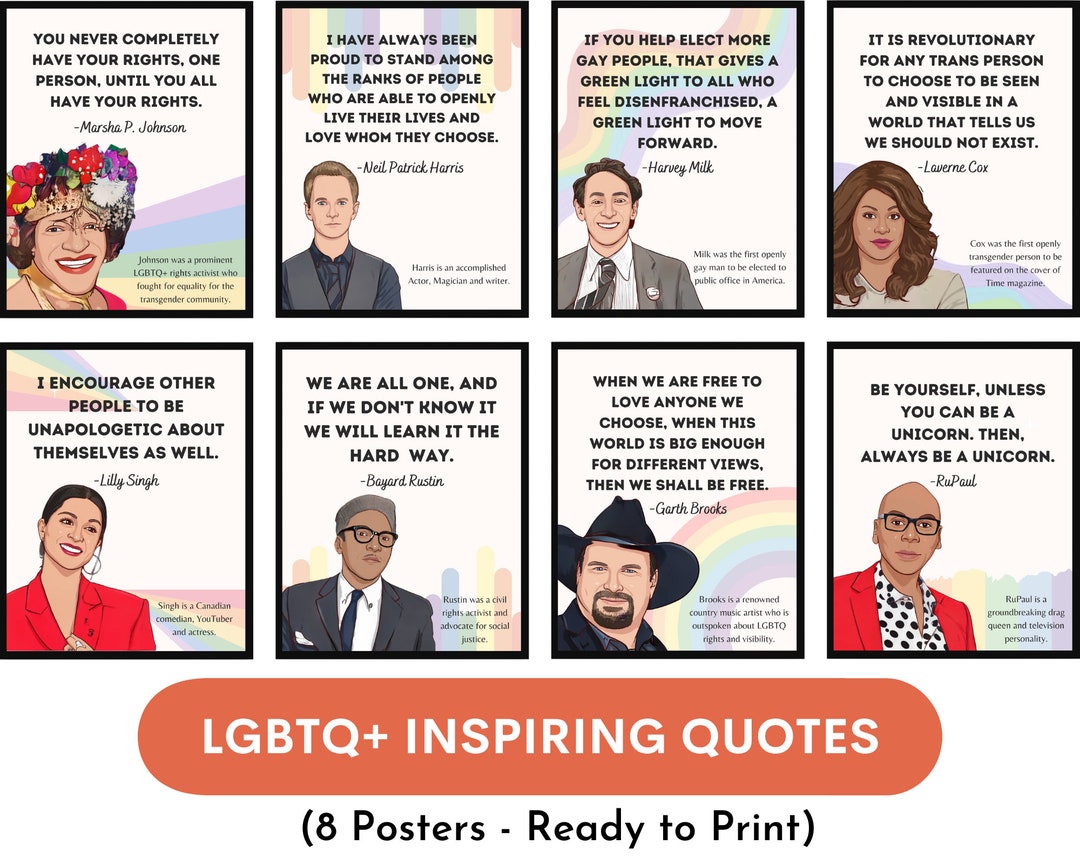 Inspiring LGBTQ+ Quotes (set of 8 Posters), LGBTQ Empowerment Posters ...