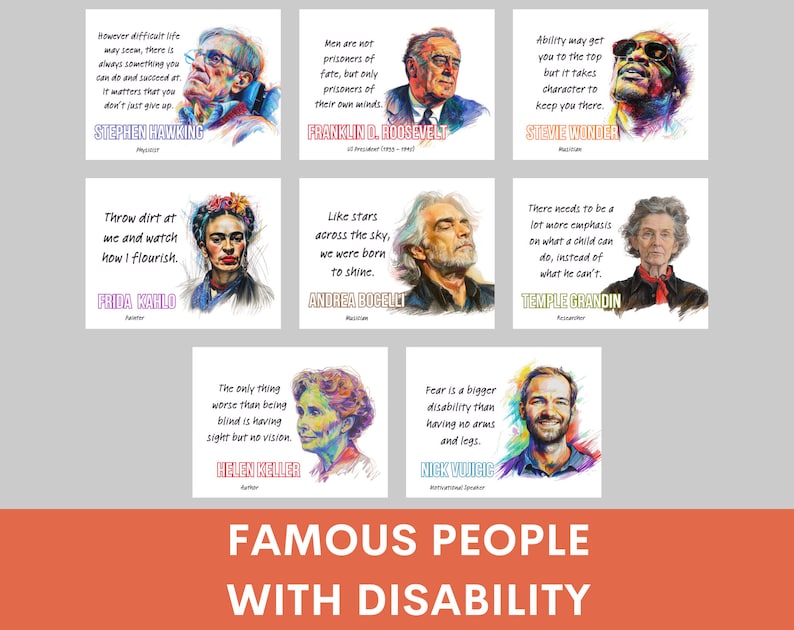 Famous People With Disability Posters set of 8, Disability Awareness ...