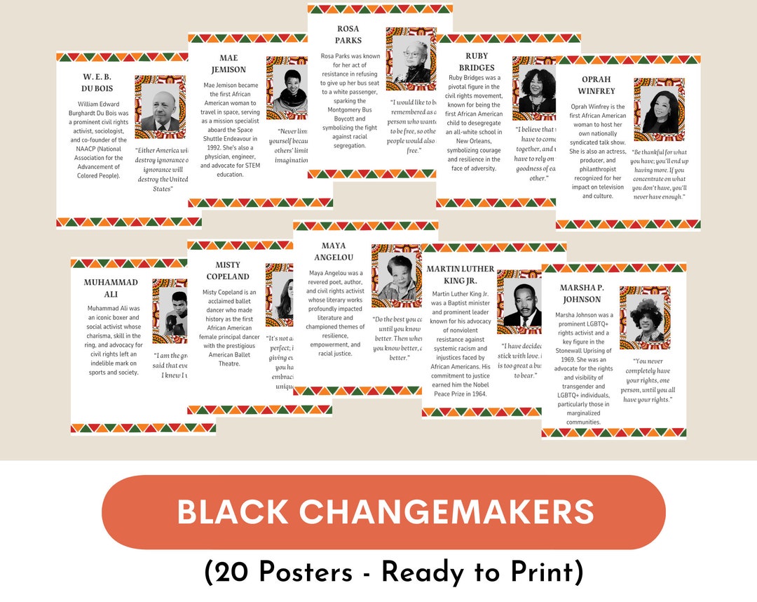 Famous Black Leaders (set of 20), Black Icons, Black History Month ...