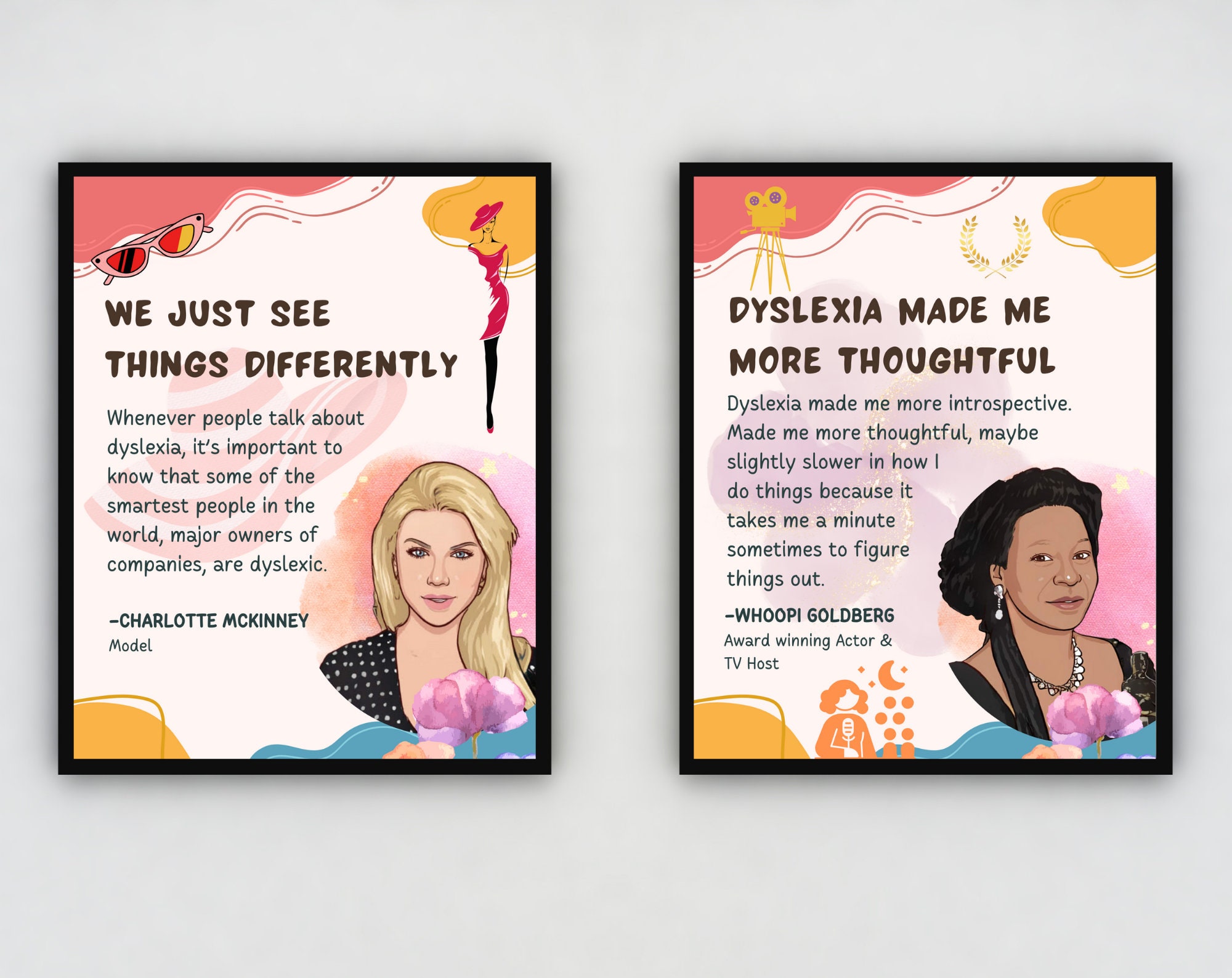 Famous People With Dyslexia Posters set of 8 Inspirational - Etsy