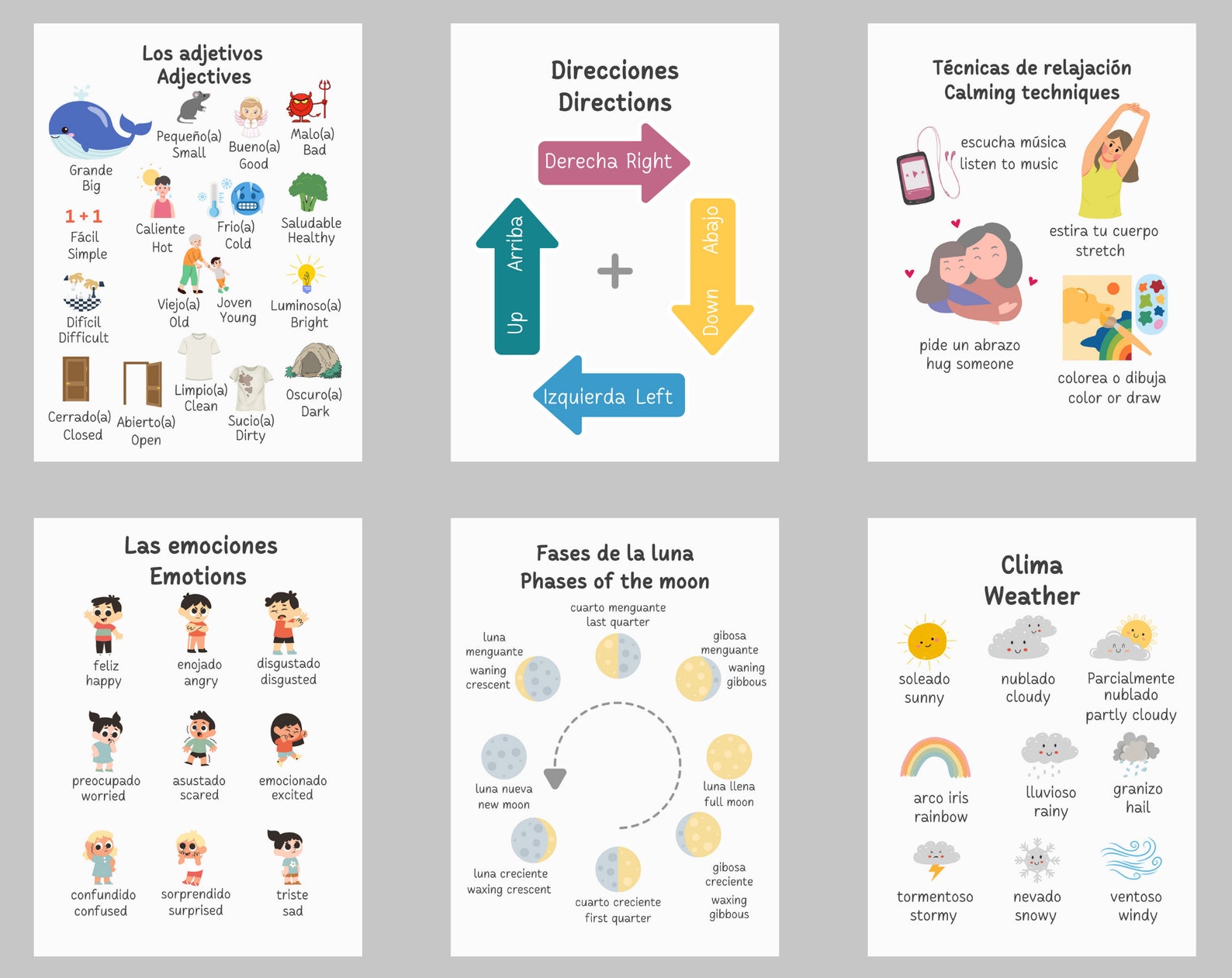 Bilingual Spanish-english Educational Posters (set of 30), Spanish ...