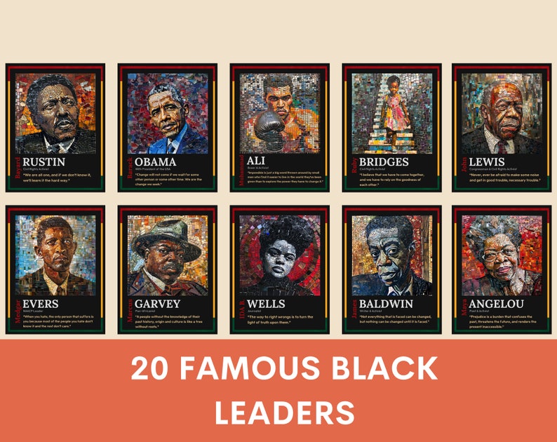 Juneteenth Posters, Famous Black Leaders set of 20, Famous Black ...