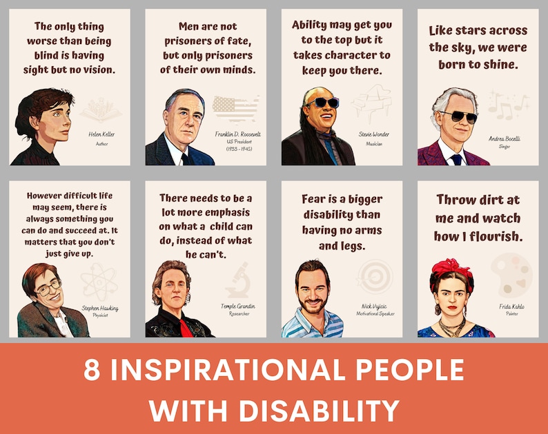 Inspirational People With Disability Posters (set of 8), Disability ...