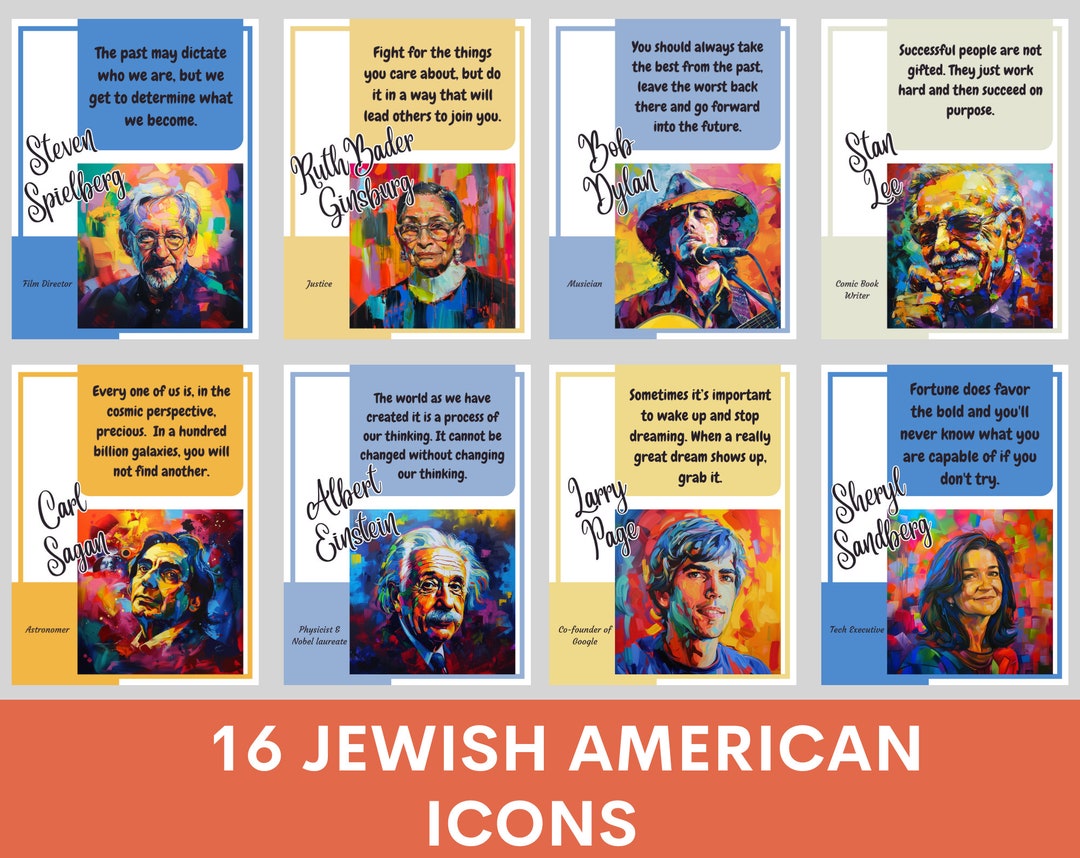 Famous Jewish American Icons Posters (set of 16), Jewish American ...