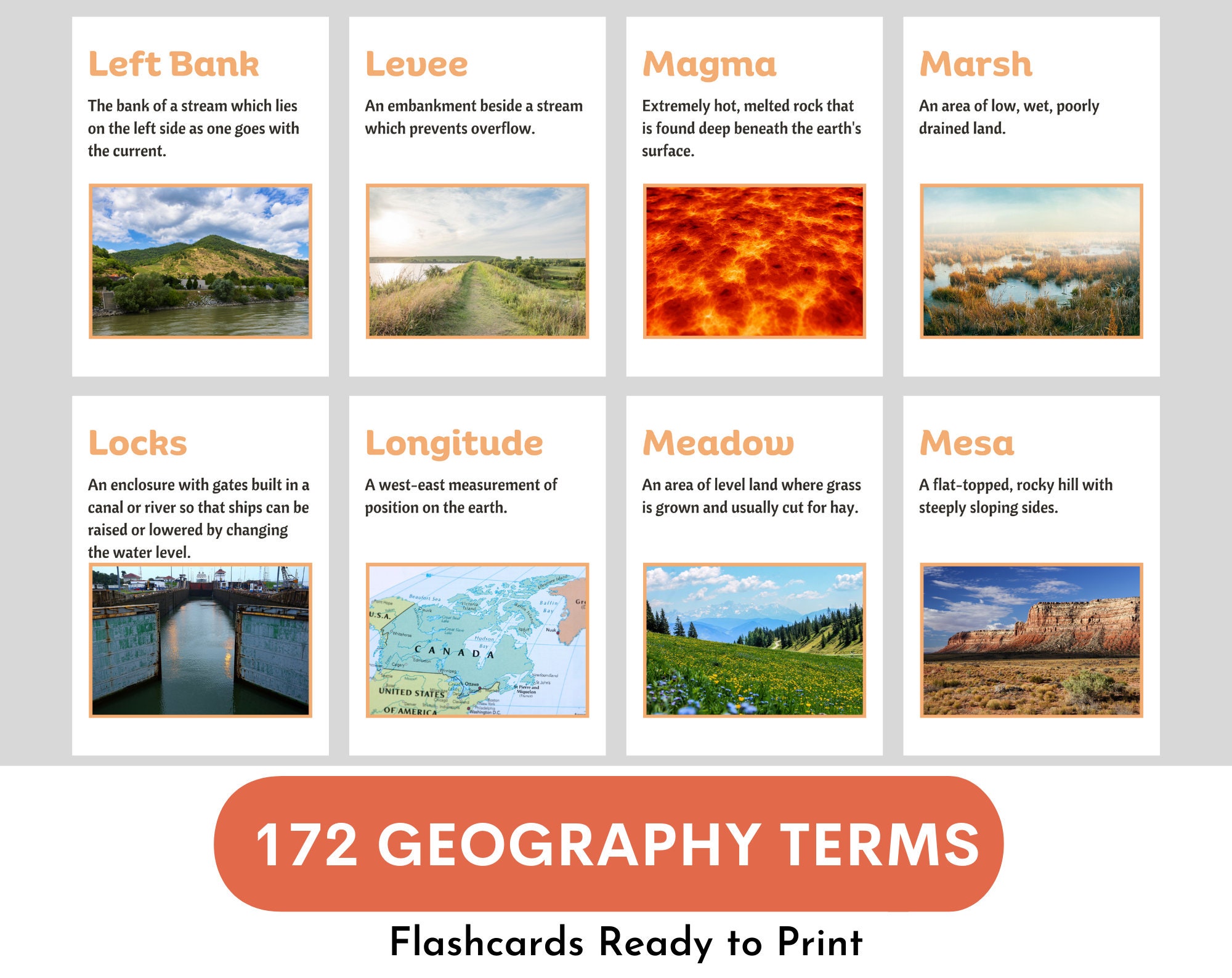 Challenge A Geography Terms Flashcards , Set of 172 Flashcards ...
