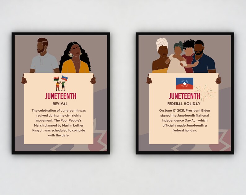Juneteenth History Posters set of 8, Boho Theme, Freedom Posters ...