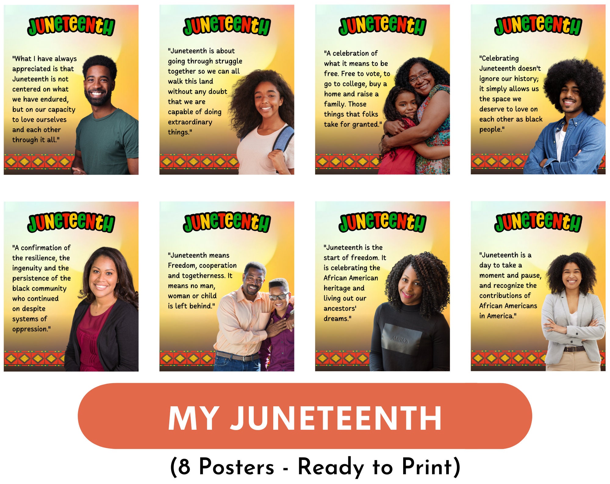 My Juneteenth Posters (set of 8), Freedom Posters, Inspirational ...