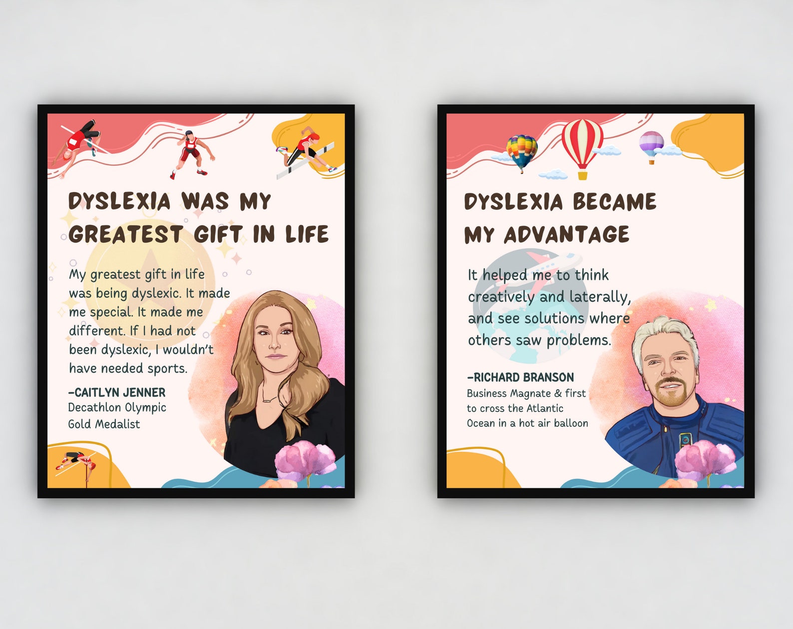 Famous People With Dyslexia Posters (set of 8), Inspirational Quotes on ...
