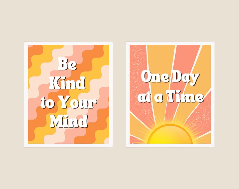Groovy Growth Mindset Inspirational Posters (set of 8), Retro Growth ...