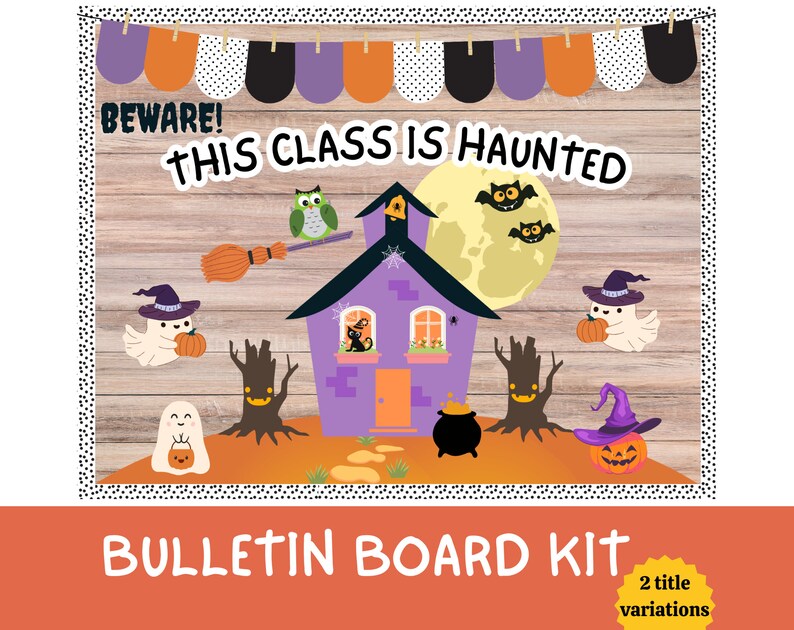 Haunted House Halloween Bulletin Board Kit, Halloween Bulletin Board ...