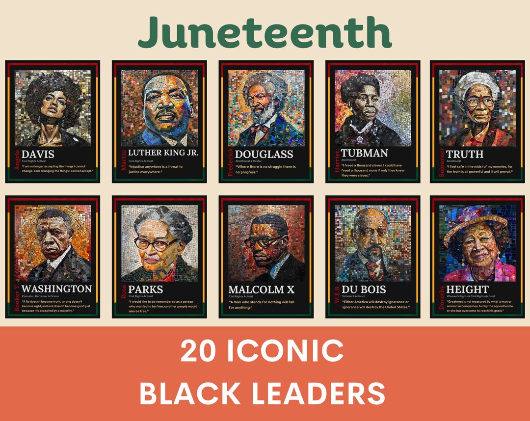 Juneteenth Posters, Famous Black Leaders (set of 20), Famous Black ...