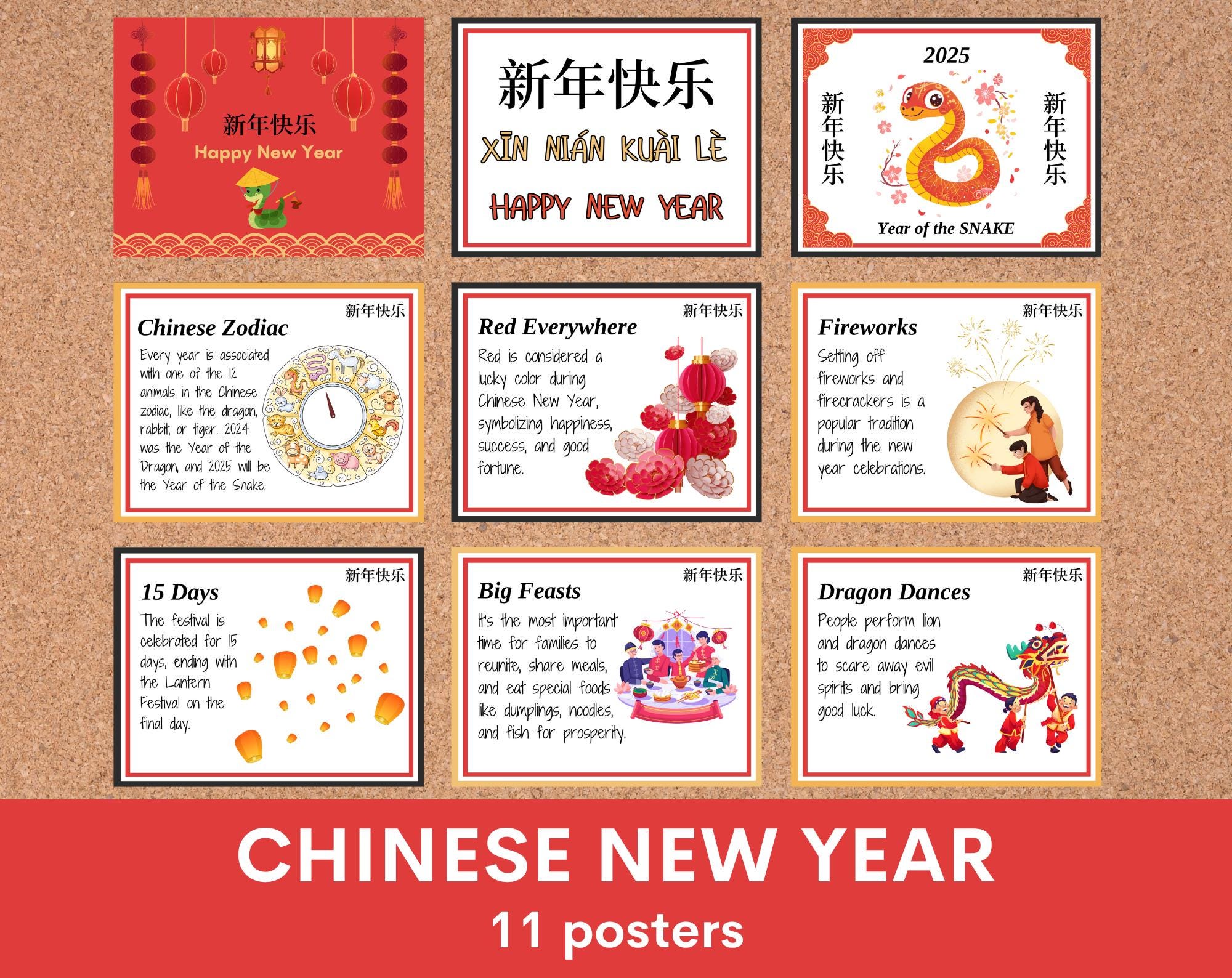 Chinese New Year Posters, Lunar New Year Posters, Classroom Decor ...