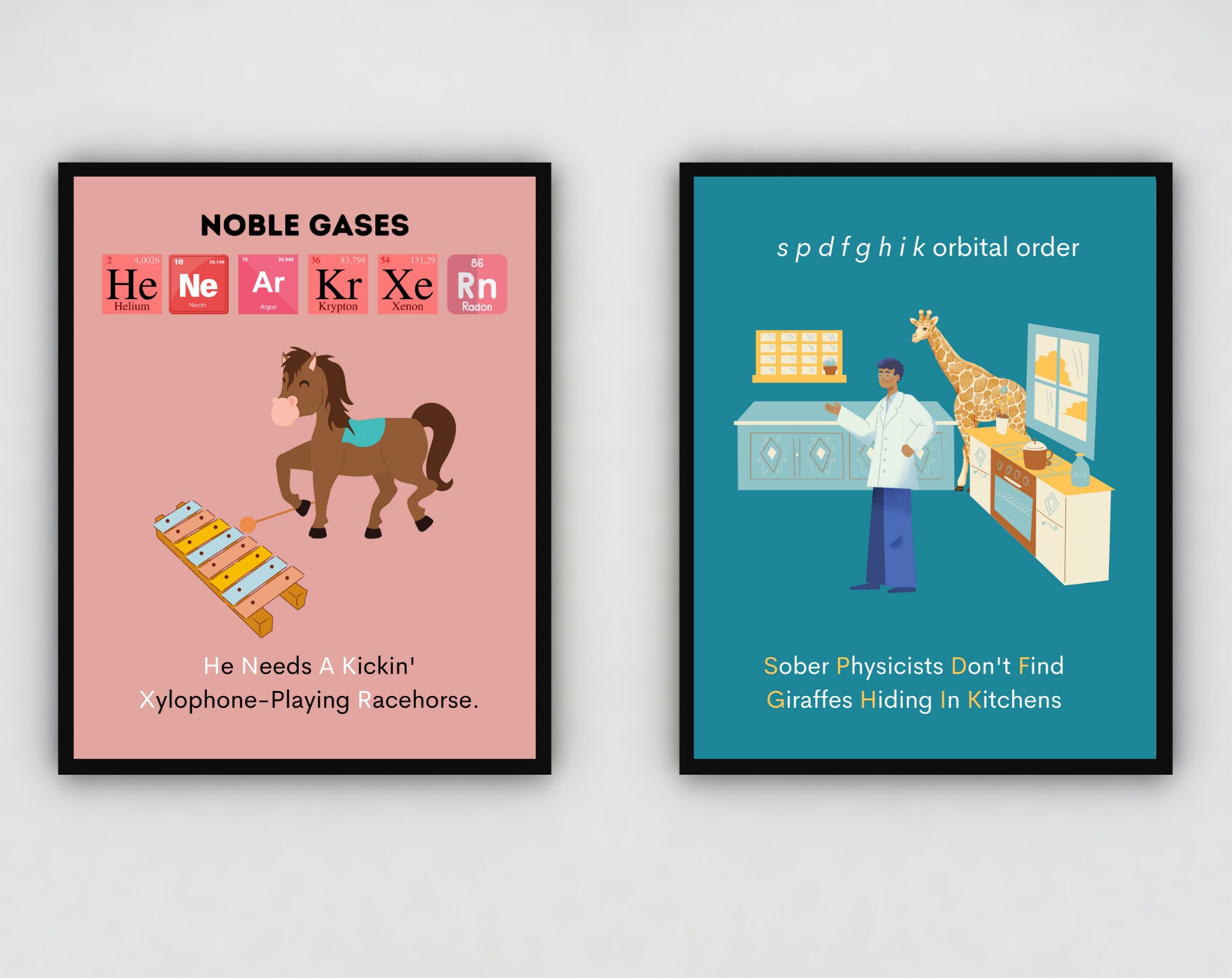 Fun Science Posters set of 8, Chemistry Memory Posters, Science Jokes ...