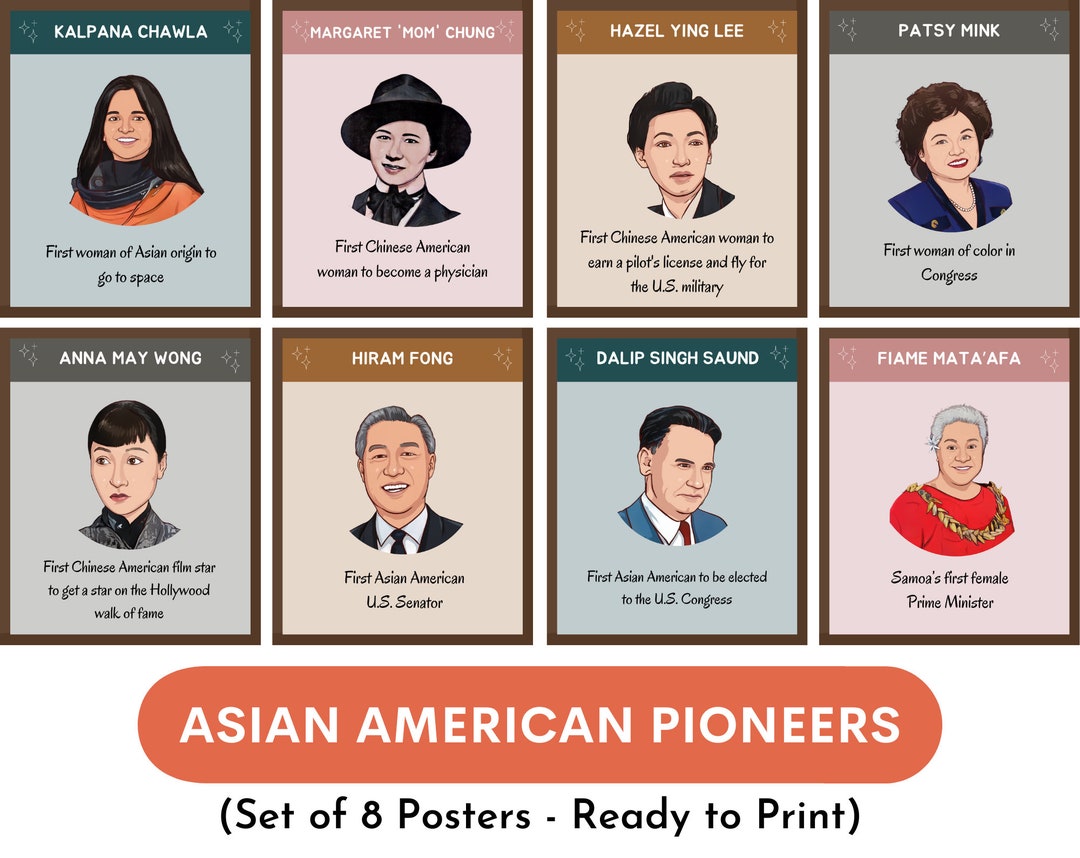 Asian American Pioneers Posters(set of 8), Asian American Heritage ...