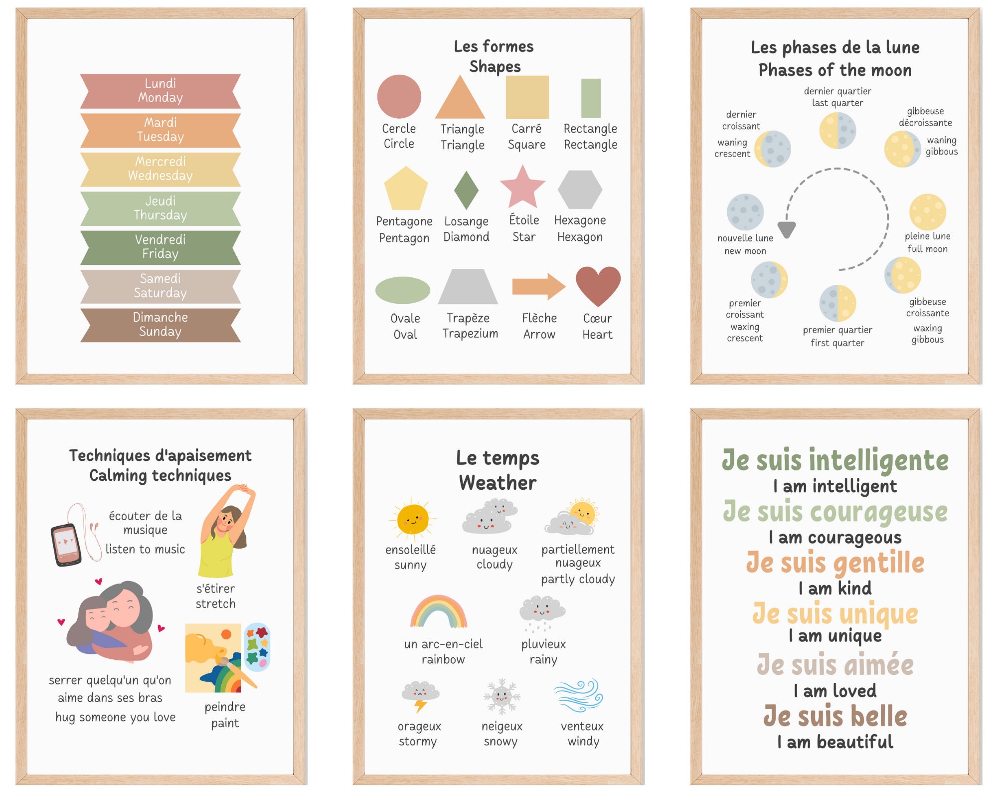Bilingual French-english Educational Posters Bundle 34 Posters, French ...