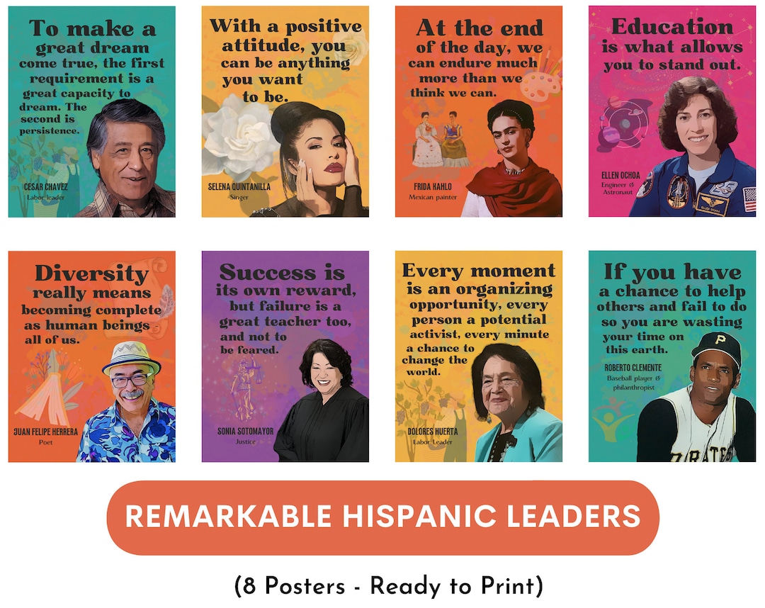 Hispanic Heritage Month, Remarkable Hispanic Leaders Posters -rainbow ...