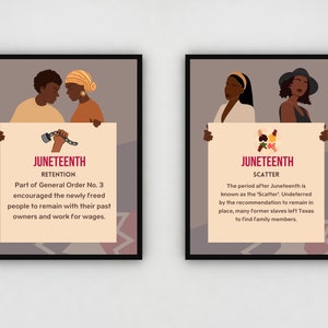 Juneteenth History Posters (set of 8), Boho Theme, Freedom Posters ...
