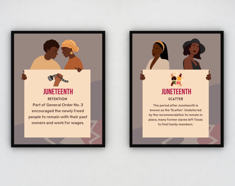 Juneteenth History Posters (set of 8), Boho Theme, Freedom Posters ...