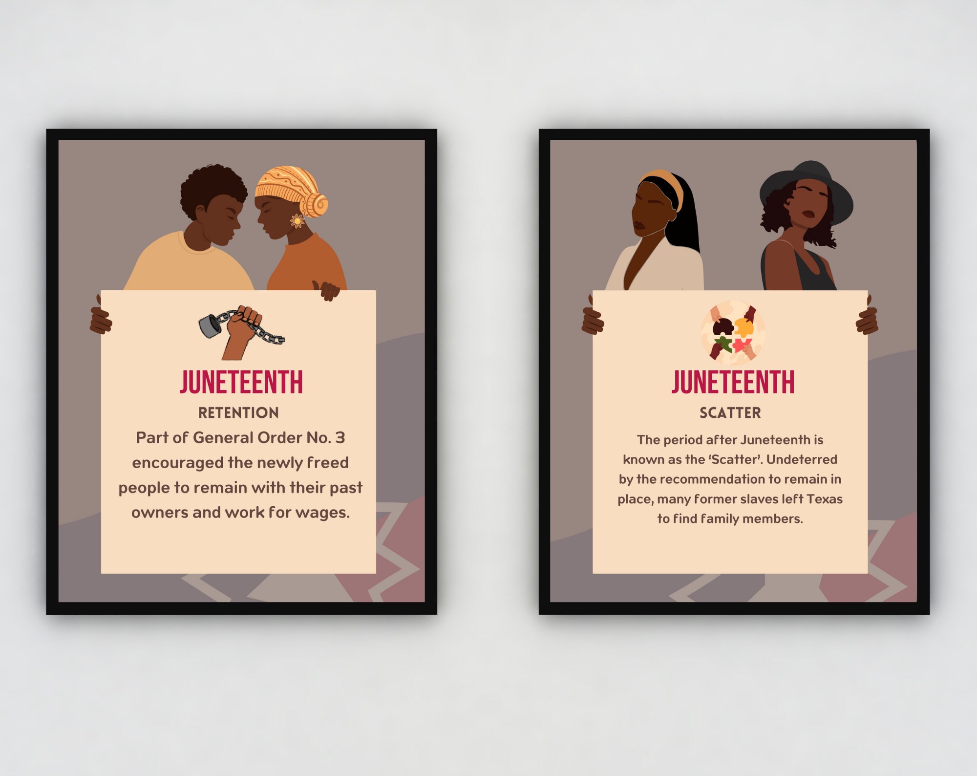 Juneteenth History Posters (set of 8), Boho Theme, Freedom Posters ...