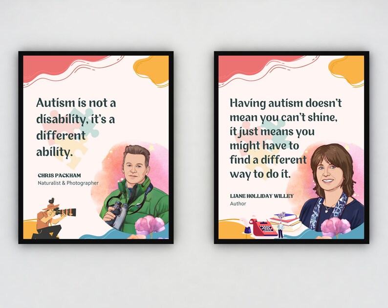 Famous People With Autism Posters(set of 8), Autism Awareness, Famous ...