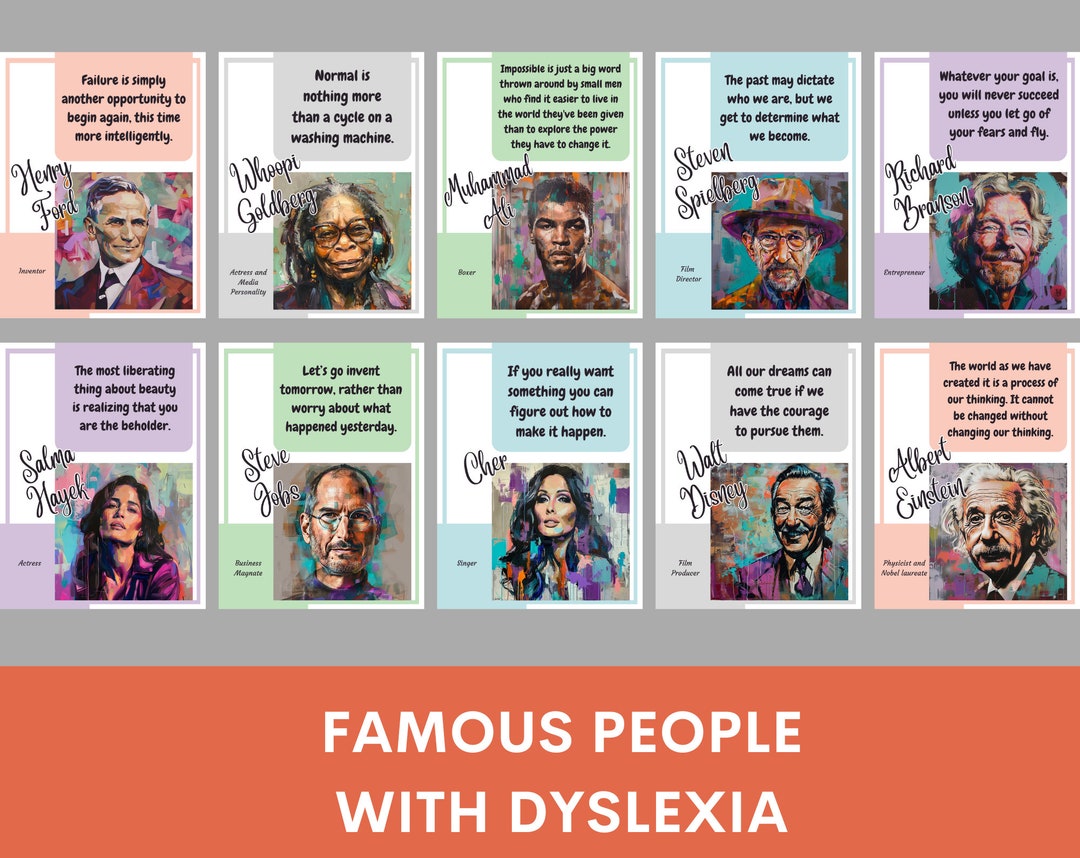 Famous People With Dyslexia Posters set of 10, Dyslexia Awareness Month ...