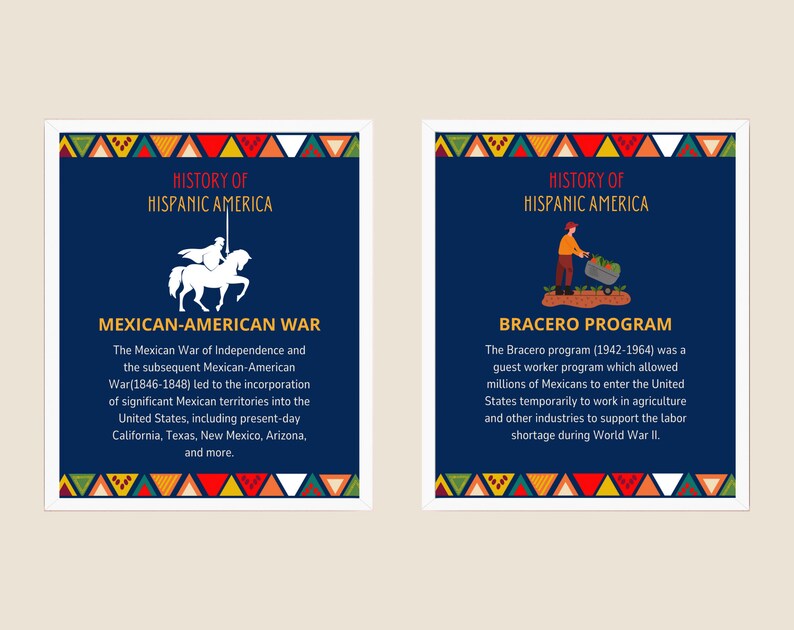 Hispanic Heritage Month, History of Hispanic America Posters (set of 8 ...